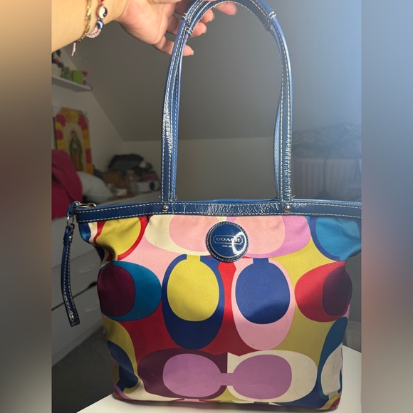 Coach | Bags | Coach Multicolor Signature Tote | Poshmark